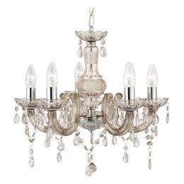 Searchlight Pendelleuchte "Marie Therese 5Lt Leuchte - Glas & Acryl", transparent (mink, chromfarben), H: 45cm, 1 Stk., Leuchten, Pendelleuchte