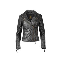 Lederjacke Apple of Eden "Apple of Eden Lederjacke AOE-114", Damen, Gr. 46, schwarz, Obermaterial: 100% Lammleder LEL. Futter: 100% Polyester PES., regular fit, V-Ausschnitt, Jacken, aus weichem Leder