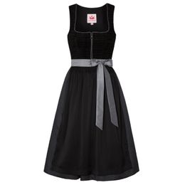 Spieth & Wensky Dirndl SPIETH & WENSKY "Gelila", Damen, Gr. 38, N-Gr, schwarz, Obermaterial: 100% Polyester PES. Futter: 95% Polyester PES. 5% Baumwolle CO., festlich, regular fit, eckiger Ausschnitt, Kleider, mit grauen Akzenten