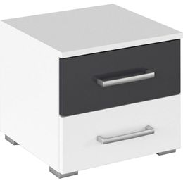 Nachtkommode Rauch "Nachttisch Nachtkonsole Beistelltisch Kommode Sideboard BURANO", wei&szlig; (alpinwei&szlig;, graumetallic), B:40cm H:36cm T:40cm, Holzwerkstoff, Sideboards, mit farblich abgesetzter Schublade MADE IN GERMANY