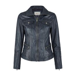 Lederjacke 7eleven "SERAMONA", Damen, Gr. 36, dunkelblau, Obermaterial: 100% Lammleder LEL. Futter: 100% Polyester PES., slim fit, Jacken, mit Zierpaspeln