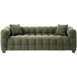 3-Sitzer "Stella", gr&uuml;n (dunkelgr&uuml;n), B:206cm H:63cm T:79cm, ATLANTIC HOME COLLECTION, Sofas, inkl. 2 Zierkissen und mit modernem Teddy Stoff