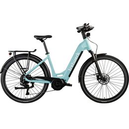 E-Bike Tretwerk "Amber" Gr. 48, blau (mint), Elektrofahrr&auml;der, 48cm, 28 Zoll (71,12cm), E Bike Damen 28" Elektrofahrrad 155 - 185cm Hollandrad