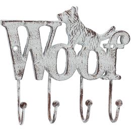 Garderobenhaken AMBIENTE HAUS "Woof Haken aus Gusseisen", wei&szlig;, braun, grau, B:20cm H:16cm T:5cm, Gusseisen, Garderobenhalter, Garderobenhaken