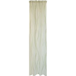 Gardine HOMING "Inna" Gr. 1, gr&uuml;n, B:140cm H:245cm, Polyester, Gardinen, Gardine, Streifen, Wellen, modern, transparent, Wohnzimmer, K&uuml;che, Kinderzimmer