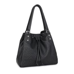 Schultertasche "Sorrento", Damen, Gr. B/H/T: 35cm x 30cm x 14cm onesize, schwarz, Polyurethan (PU), Collezione Alessandro, Taschen Schultertasche, aus softem Material, XL-Format