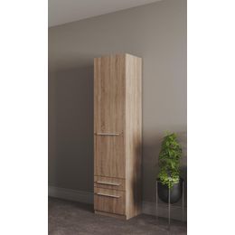 Kleiderschrank Priess "Schrank Garderobe W&auml;scheschrank Barcelona in 5 Breiten", braun (struktureichefarben hell), B:48cm H:193cm T:36cm, Holzwerkstoff, Schr&auml;nke, Kleiderschrank, viel Stauraum, ger&auml;umige Schubk&auml;sten, mit Spiegel, MADE IN GERMANY