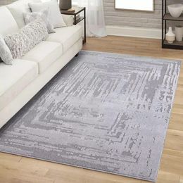 Teppich Carpet City "FLAIR171", grau, B:200cm H:11mm L:290cm, Obermaterial: 50% Polyester, 50% Polypropylen, Teppiche, Teppich, Kurzflor-Teppich, Skandi-Stil, Wohnzimmer