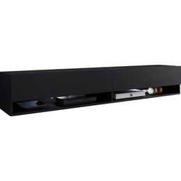Lowboard Home Affaire, schwarz (schwarz graphit), B:180cm H:30cm T:32cm, Sideboards, Lowboard, Breite 180 cm, stehend und h&auml;ngend