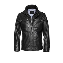 Lederjacke Bugatti "BUBRANDO", Herren, Gr. 58, schwarz, Obermaterial: 100% Lammleder LEL., V-Ausschnitt, Jacken, Mit seitlichen Eingrifftaschen