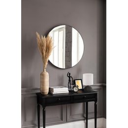 Dekospiegel Mirrors and More "Mila", schwarz, B:50cm H:50cm T:1cm &Oslash;:50cm, Spiegelglas, Spiegel, Wandspiegel, rund, &Oslash; 50 cm, lackiertes Metall