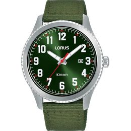 Quarzuhr Lorus, gr&uuml;n, Armbanduhren, Herren, Quarzuhr, Armbanduhr, Herrenuhr, analog, Tag