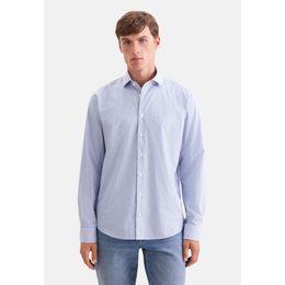 Businesshemd Seidensticker, Herren, Gr. L (42), normale &Auml;rmell&auml;ngen, blau, 100% Baumwolle, gestreift, regular fit, 2-Knopf-Manschette, Hemden, Regular 1/1 Kentkragen Gestreift