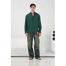 L&auml;ssige Langarm-Tencel-Hemd mit Kn&ouml;pfen