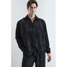 Samt Oversized Button-Up Hemd