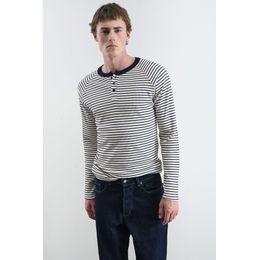 Slim Fit gestreiftes Button-Kragen T-Shirt