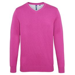 Asquith & Fox Herren Pullover mit V-Ausschnitt aus reicher Baumwolle (Orchid Heather)