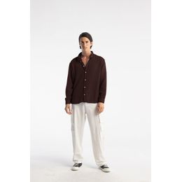 &Uuml;bergro&szlig;es Button-Up Langarmhemd