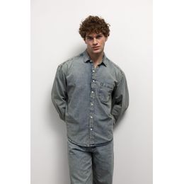 Regular Fit Denim Hemd mit Kn&ouml;pfen und Tasche