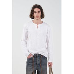 T-Shirt aus Baumwolle mit Knopfdetails und Rundhalsausschnitt
