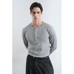 Komfortable Passform Button-Down Kragen Langarm-T-Shirt