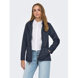 Parka Only "ONLLORCA LIFE CANVAS PARKA CC OTW", Damen, Gr. XS, blau (ombre blau), Web, Obermaterial: 80% Polyester, 20% Baumwolle, unifarben, regular fit h&uuml;ftlang, Jacken Parka, mit Kordelzug in der Taille