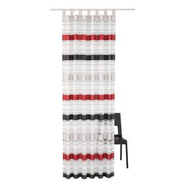 Gardine HOMING "Norris", rot (rot, anthrazit), B:140cm H:245cm, Obermaterial: 100% Polyester, Gardinen, Gardine, Streifen, modern, Farbverlauf, Wohnzimmer, Schlafzimmer