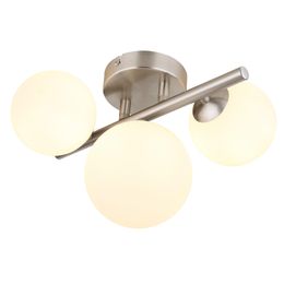 Globo LIGHTING Deckenleuchte "RIHA", nickel matt, 3, H: 20,5cm, 1 Stk., Leuchten, Deckenleuchte Nickel, Glas opal, 3x G9 LED, Deckenleuchte