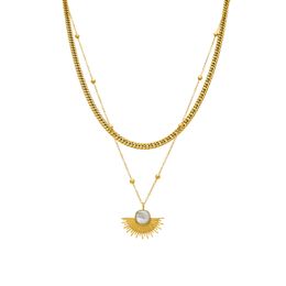 Luxenter Halskette mit wei&szlig;em Perlmutt in 18K Gold - Sycu