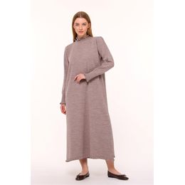 Damen R&uuml;schen Detailed Lang Strick Kleid