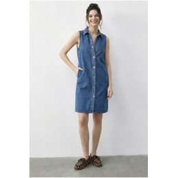 Mini-Denim-Kleid mit Hemdkragen und Tasche