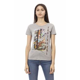 Graues T-Shirt mit Kurzarm und Grafik