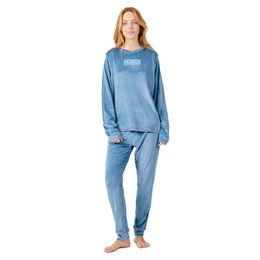 MUNICH Winter-Pyjama mit langen &Auml;rmeln aus Samt MU5 f&uuml;r Damen