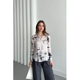 Abstract Druck Satin Button-Up Hemd