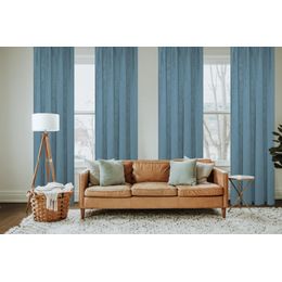 Gardine HOME BASICS "SOFTY" Gr. 1, blau (rauchblau), B:140cm H:160cm, Leinenstruktur, Polyester, Gardinen, Gardine, &Ouml;senschal Leinenstruktur SOFT