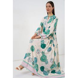 Gemustertes V-Ausschnitt Maxikleid