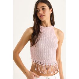 Strukturierte Halter-Crop-Bluse