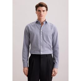 Flanellhemd Seidensticker "Schwarze Rose", Herren, Gr. L (42), normale &Auml;rmell&auml;ngen, dunkelblau, 100% Baumwolle, kariert, regular fit, 2-Knopf-Manschette, Hemden, Regular 1/1 Kentkragen Karo