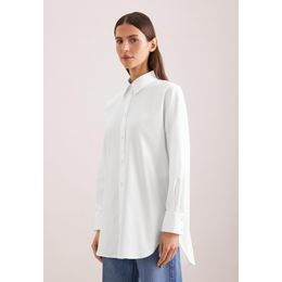 Hemdbluse Seidensticker, Damen, Gr. XL (42), wei&szlig;, 100% Baumwolle, unifarben, oversize, ohne Ausschnitt, Blusen Hemdbluse, 1/1 Kragen Uni