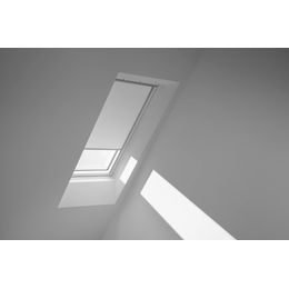 Verdunklungsrollo Velux "DKL 1025S", wei&szlig; (wei&szlig;, wei&szlig;), MK12, stufenlos positionierbar, Polyester, Rollos, Verdunklungsrollo, Stoff wei&szlig; mit wei&szlig;en F&uuml;hrungsschienen & Griffleiste