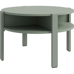 Beistelltisch FORTE "Tobago, runder Couchtisch mit 4 Ablagef&auml;chern, B/H/T 74,4/45,5/74,4 cm", gr&uuml;n (salbei), B:74,4cm H:45,5cm T:74,4cm, Tische, Beistelltisch, Durchmesser ca. 74,5 cm