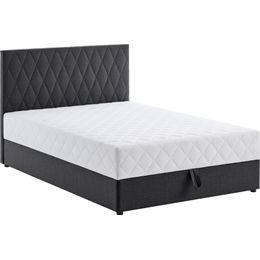 Boxbett "Benita", inkl. Bettkasten", grau (anthrazit), L:207cm, Bezug Bett: 100% Polypropylene;Bezug Matratze: 100% Polyester, ATLANTIC HOME COLLECTION, Komplettbetten, Boxspringbett, erh&auml;ltlich in verschiedenen Gr&ouml;&szlig;en, inkl. Taschen-Federkernmatratze