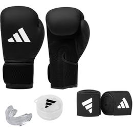 Boxhandschuhe adidas Performance "Boxing Set Men" Gr. 12, schwarz, Boxhandschuhe, Herren, 12 12, Baumwollmischung, Elasthan, Kunstleder