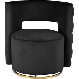 Sessel Kayoom "Drehsessel Sophistic, hochwertiges Gestell aus Eisen", schwarz (schwarz, gold), B:74cm H:77,5cm T:66,5cm, Bezug:Polyester (Samt) Korpus:MDF, Sperrholz Gestell:Eisen, Sessel, Sessel, drehbar, elegant, samtweich, gesteppt