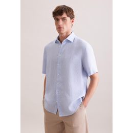 Leinenhemd Seidensticker "Schwarze Rose", Herren, Gr. L (42), normale &Auml;rmell&auml;ngen, blau (hellblau), 100% Leinen, gestreift, regular fit, Hemden, Regular 1/2 Kentkragen Gestreift
