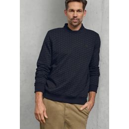 Sweatshirt Street One MEN, Herren, Gr. L (42), schwarz ink blau, Sweatware, 80% Baumwolle, 20% Polyester, Strukturmuster, normal, Rundhals, Rippb&uuml;ndchen, Sweatshirts Sweatshirt, Rundhalsausschnitt