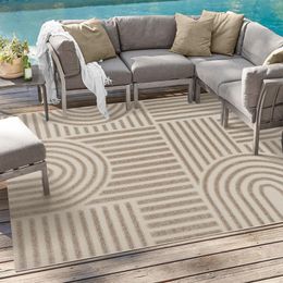 Teppich Sanat "Berlin", beige, B:160cm H:6mm L:230cm, Kunstfaser, Teppiche, Teppich, In -und Outdoor geeignet, Au&szlig;enbereich, Terrasse, Balkon, auch L&auml;ufer