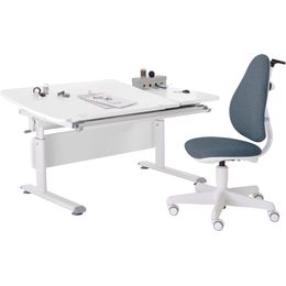 B&uuml;rom&ouml;bel-Set Paidi "Kinderschreibtisch & Drehstuhl in Wei&szlig;, mitwachsend & ergonomisch", wei&szlig; (wei&szlig;, tintenblau), Holzwerkstoff Kunststoff Metall Stoff, Holzwerkstoff, Kunststoff, Metall, Stoff, Arbeitsm&ouml;bel-Sets, B&uuml;rom&ouml;bel-Set, stufenlos h&ouml;henverstellbar, neigbare Tischplatte, Schulstarter-Set