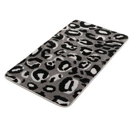 Badematte OTTO HOME "Regona Leo, Badvorleger, Badezimmer Teppich, Duschvorleger", anthrazit, H:10mm, Polyester, Badematten, Badematte, Leoparden-Muster, Animal Print, modern