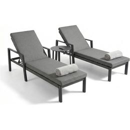 Loungeset AMBIENTE HAUS "Sonnenliege inkl. Kissen 2er Set", grau, B:203cm H:73cm T:50cm, Aluminium, Sitzm&ouml;bel-Sets